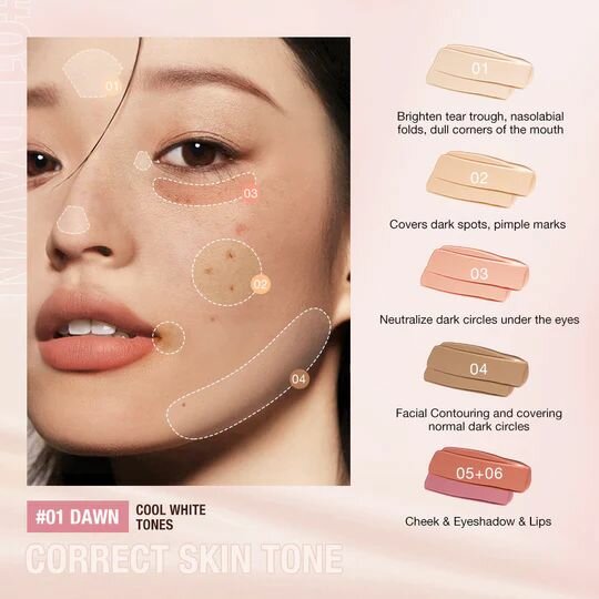 Палетка консилер для контуринга и коррекции лица 6 цветов №1