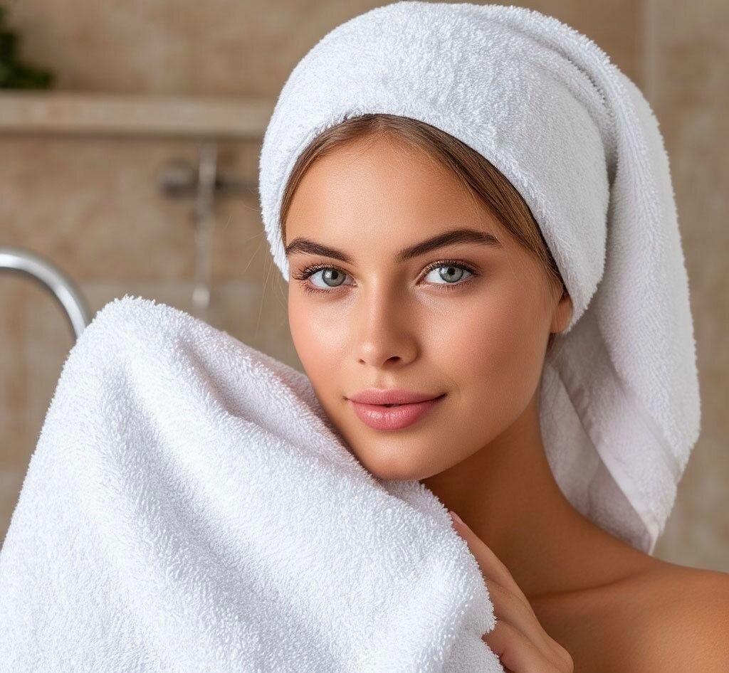 Полотенце большое Отельное махровое банное, для ванны однотонное Белое 95*210 см 500 г/м