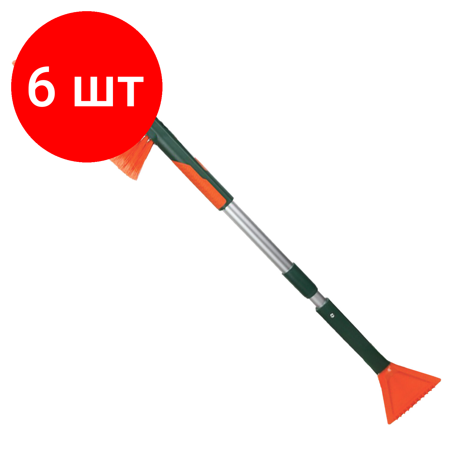 Комплект 6 шт, Щетка со скребком для снега телескопическая, мягкая щетина, 82-100 см, Li-Sa, LS279/2, 48334