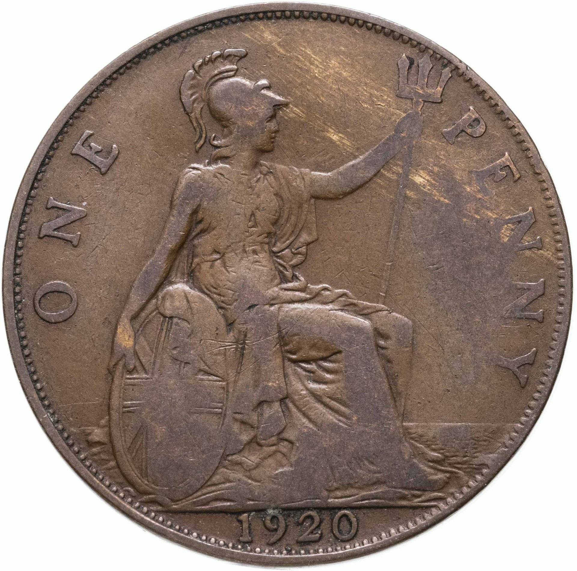 Великобритания 1 пенни penny 1920, Бронза, в сохранности VF