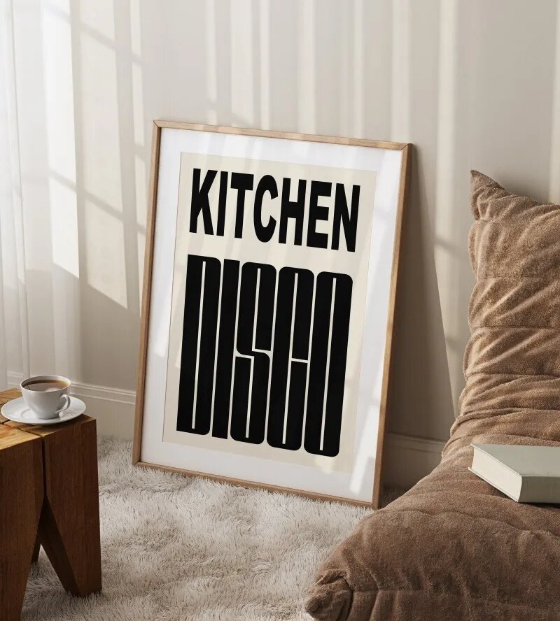 Черно-белая постер "Kitchen Disco" 30x40 см, без рамы