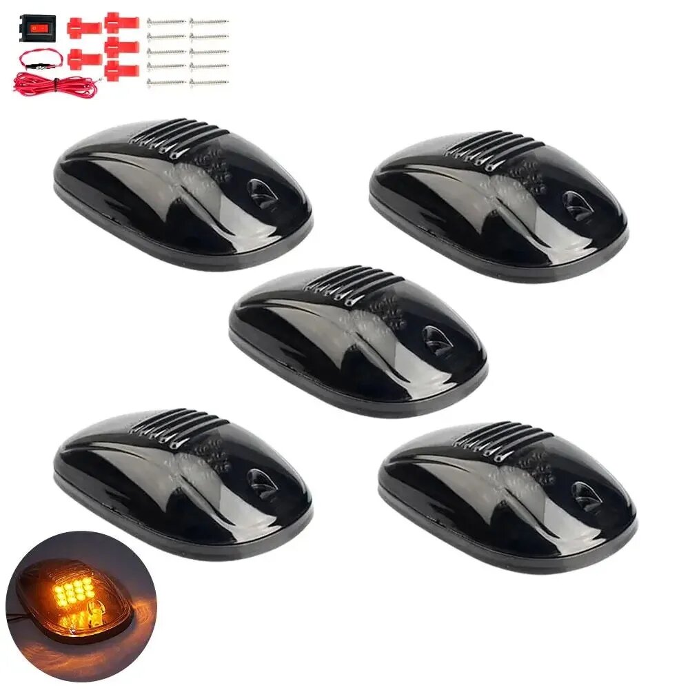 Комплект Из 5 Светодиодных Сигнальных Ламп 12В/24В Для Крепления На Крышу Автомобиля, Желтые, Amber