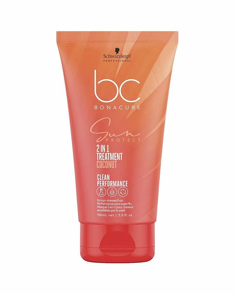 Schwarzkopf Bonacure Clean Sun Protect 2-in-1 Treatment - Маска 2-в-1 для защиты волос от солнца 150 мл