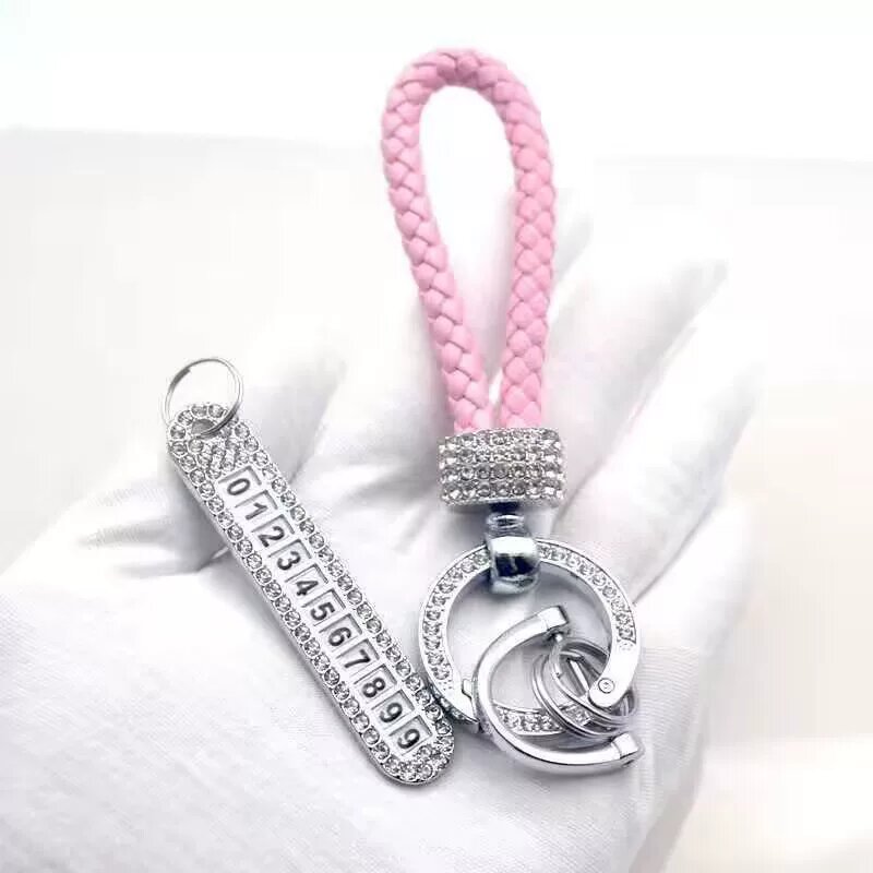 Брелок для ключей, простой и креативный, плетеный из веревки с инкрустацией бриллиантами, брелок с защитой от потери,