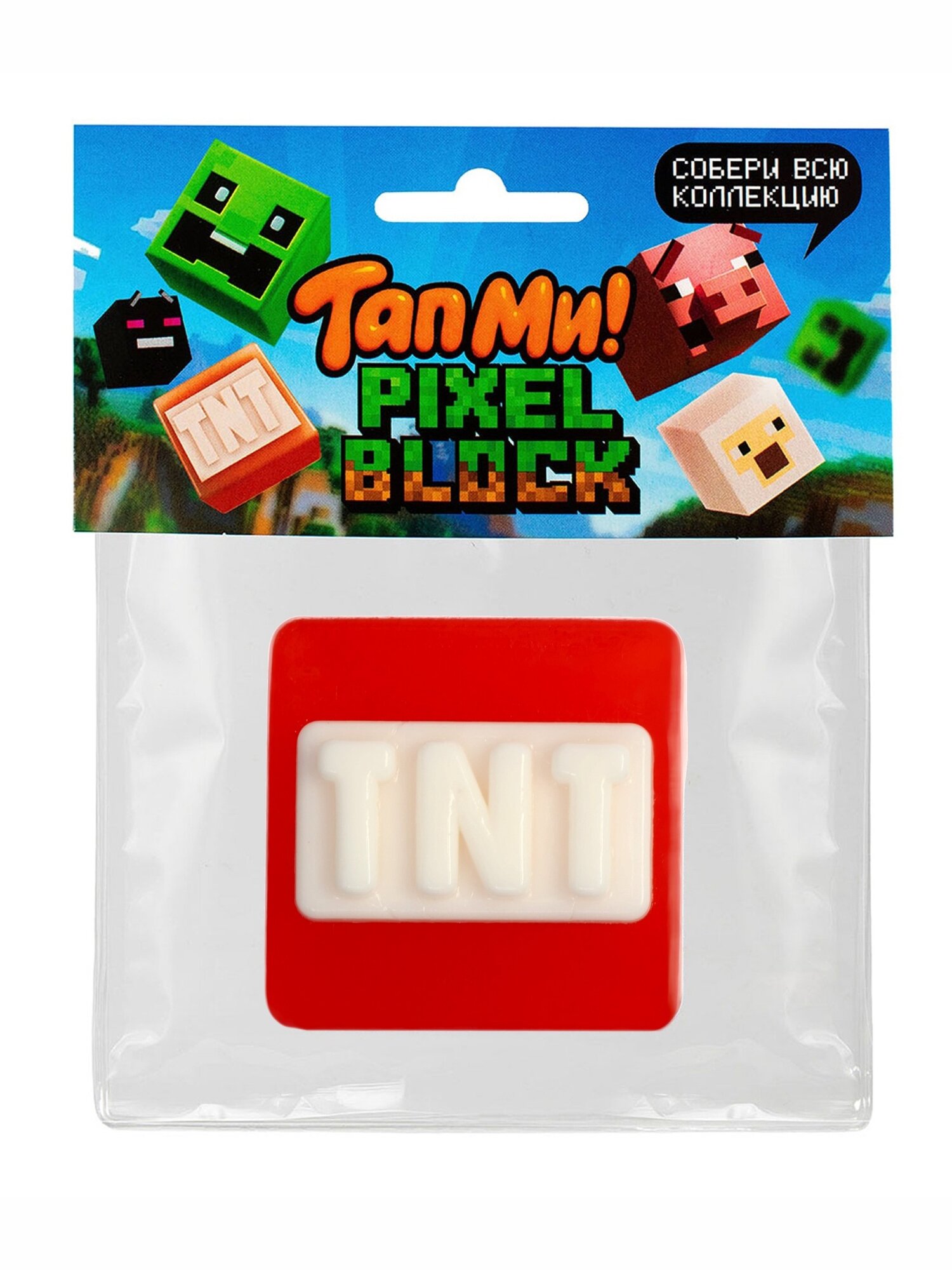 Сквиш игрушка-антистресс "Майнкрафт", полимер, цв. красный, 1 шт