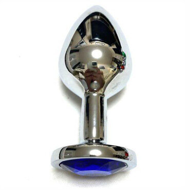 Анальная пробка с синим кристаллом Среднего размера