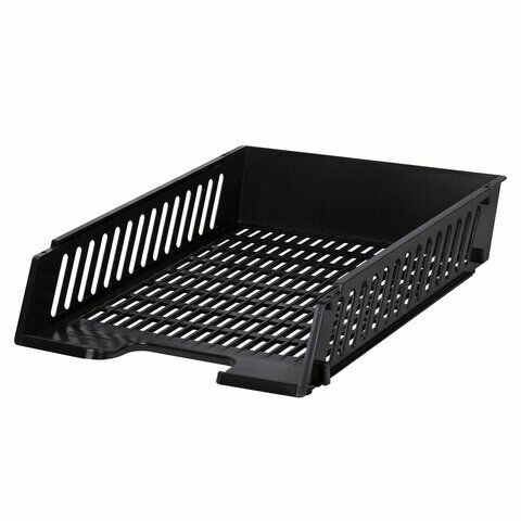 4 шт. Лоток горизонтальный для бумаг BRAUBERG-MAXI, с пазами, А4 (358х272х69 мм), сетчатый, черный, 231141