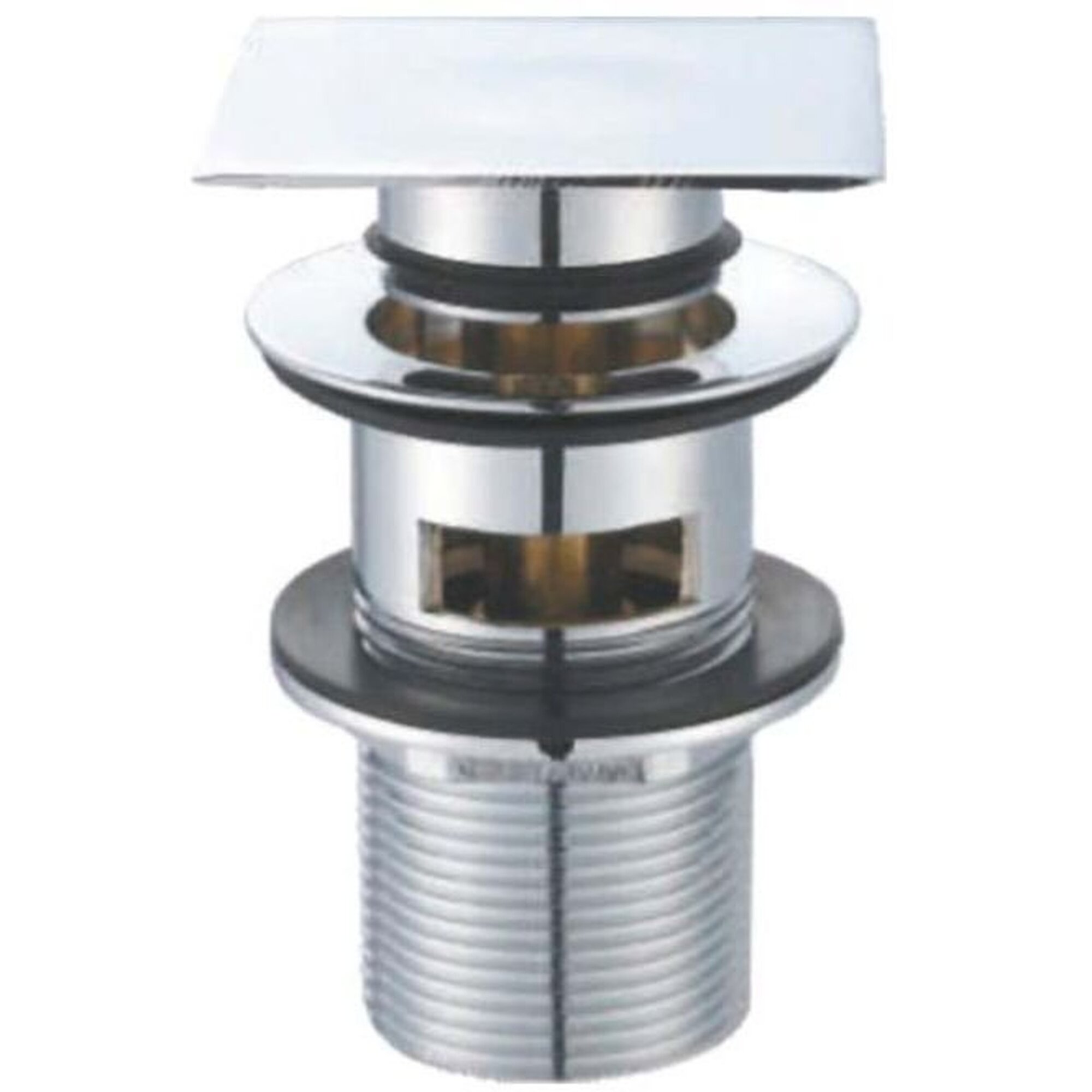 Донный клапан с системой Клик-клак с переливом BelBagno с квадратной крышкой хром BB-PCU-07-CRM