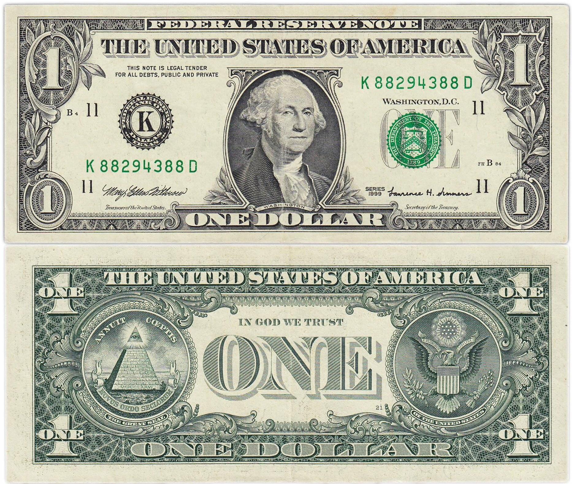 США 1 доллар 1999 K-Даллас