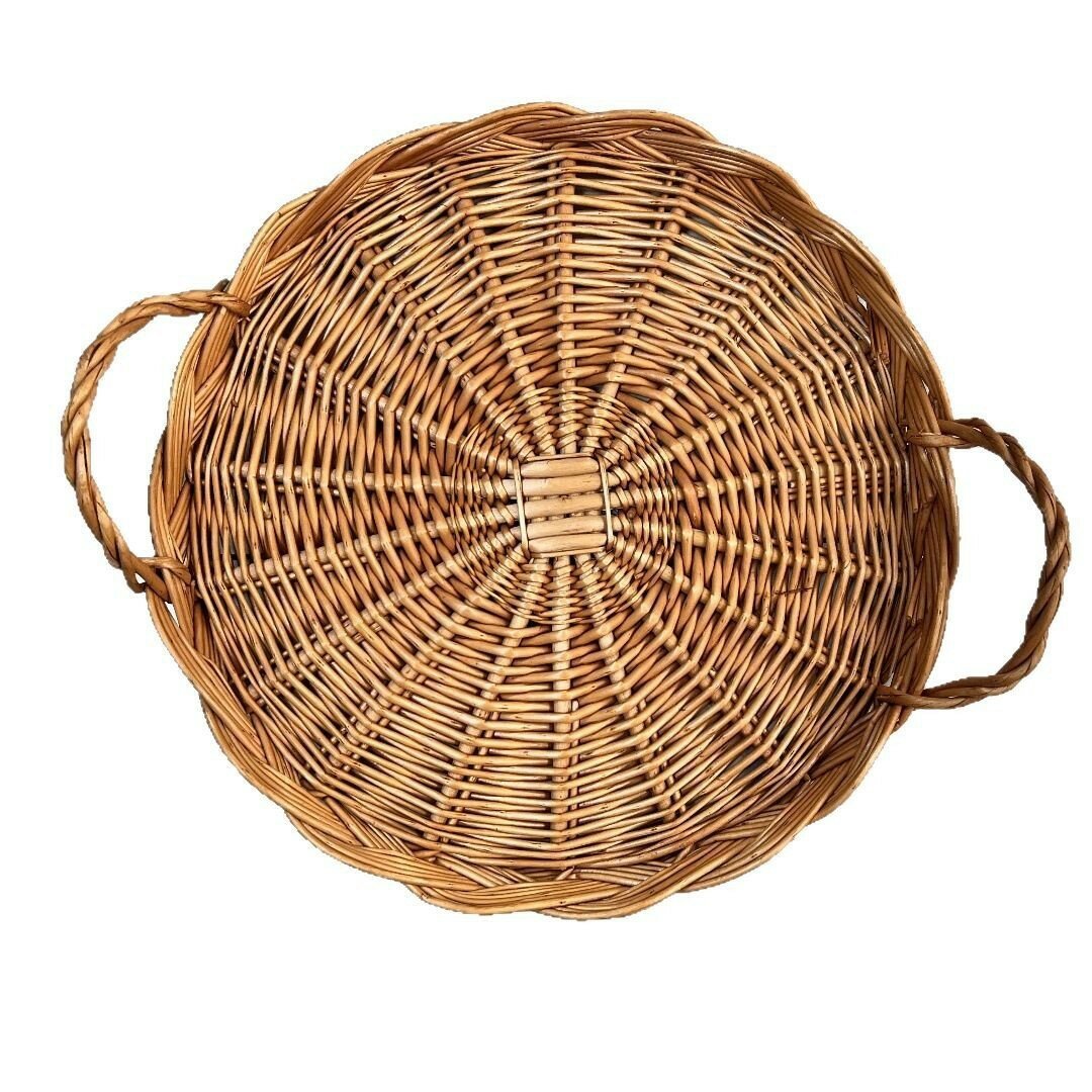 Плетеная корзина для фруктов с ручкой, поднос для хранения, корзина для хранения, деревенский поднос для фруктов,