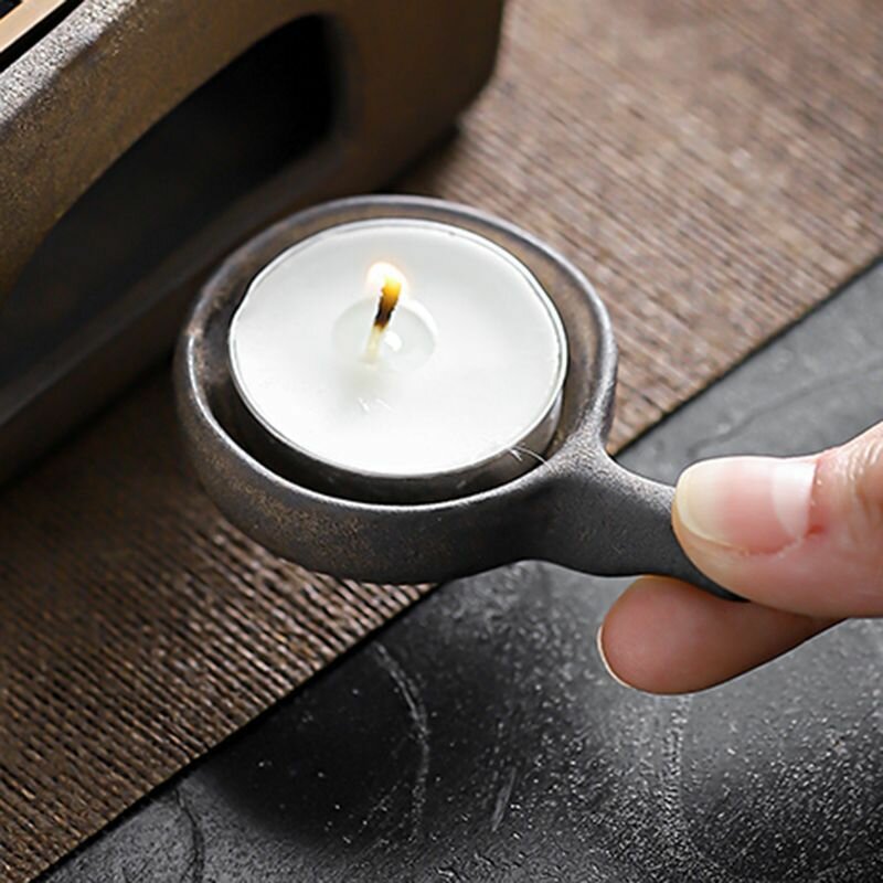 Подогреватель для чая с ретро-дизайном из грубой керамики, подставка для чайника с функцией подогрева и изоляции,