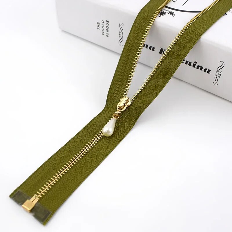 Металлические молнии Meetee 3 шт, 15-70 см ArmyGreenGold, CloseEnd-No3-15cm