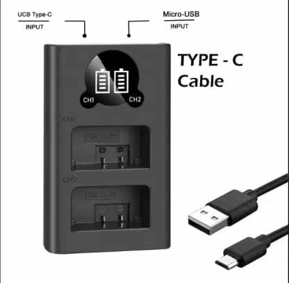 Двойное зарядное устройство DL-EN-EL25 Micro и C Type USB Charger с инфо индикатором