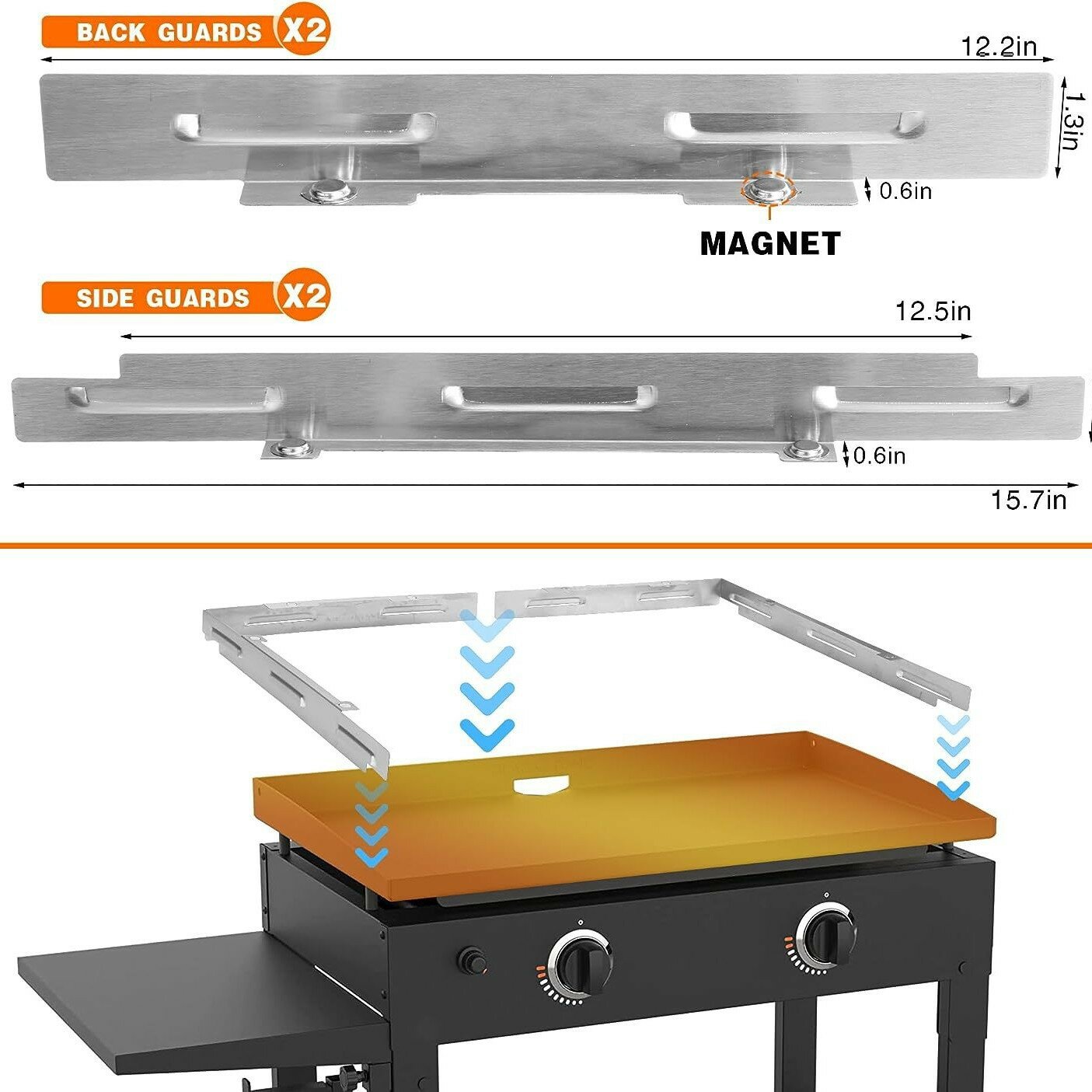 17 22 28 36inch Ветрозащитный экран из нержавеющей стали 430, боковая стойка для барбекю, аксессуары для барбекю, ветрозащитный экран.