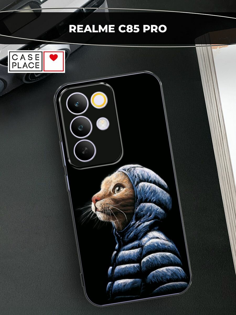 Чехол на Realme C85 Pro / Реалми C85 Про с принтом Кот в капюшоне