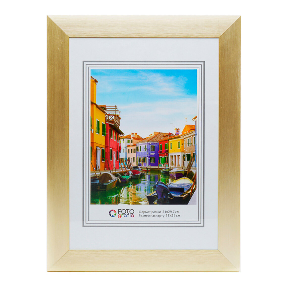 Фоторамка Fotografia А4 21x29.7 см, алюминий, золотистая