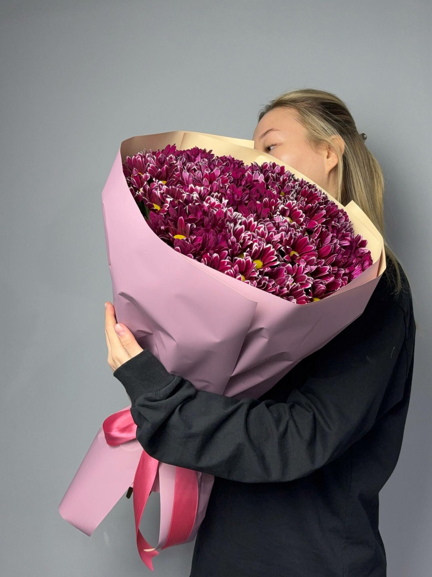 FRESH FLORA Бордовый Шёпот: хризантемы 15 шт – купить яркий букет с доставкой