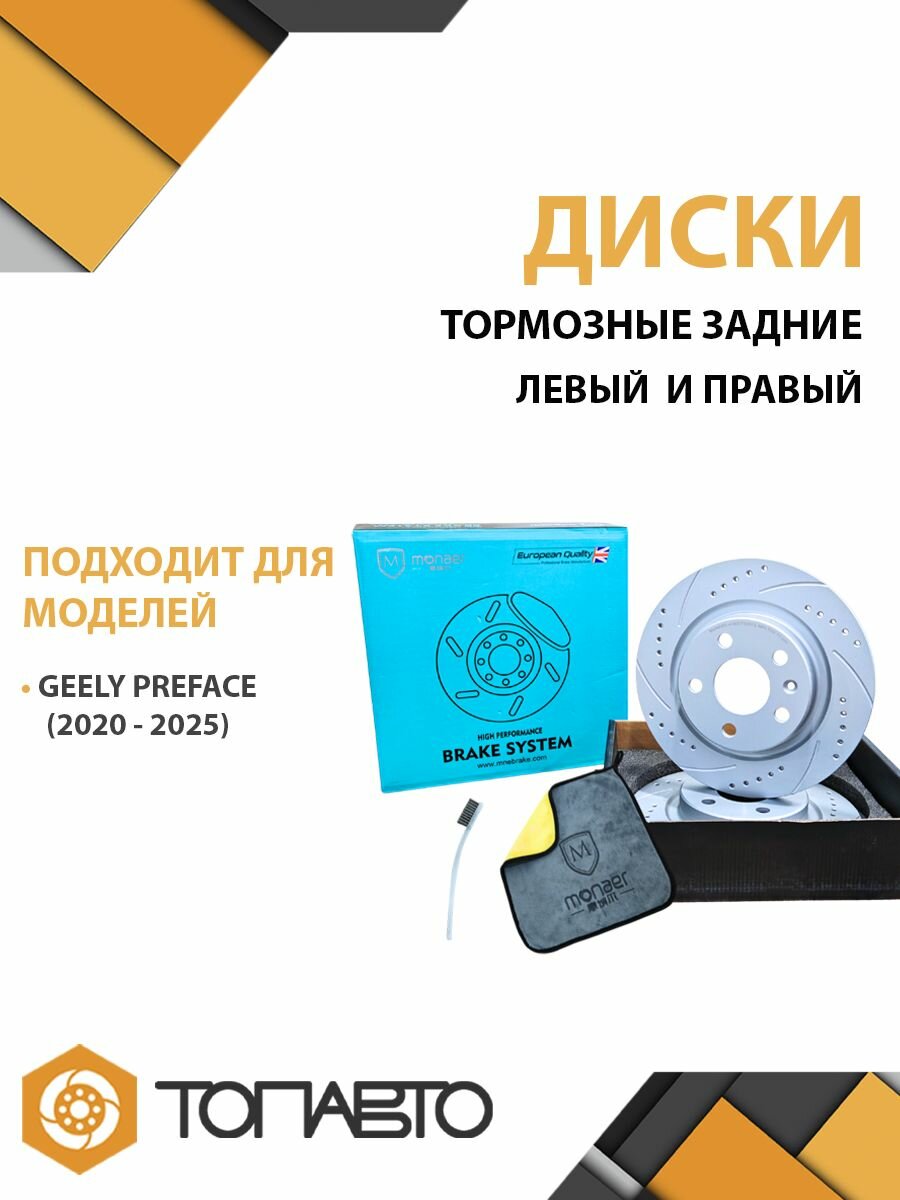 Задний перфорированный тормозной диск Monaer для GEELY PREFACE (2020 - 2025) левый / правый