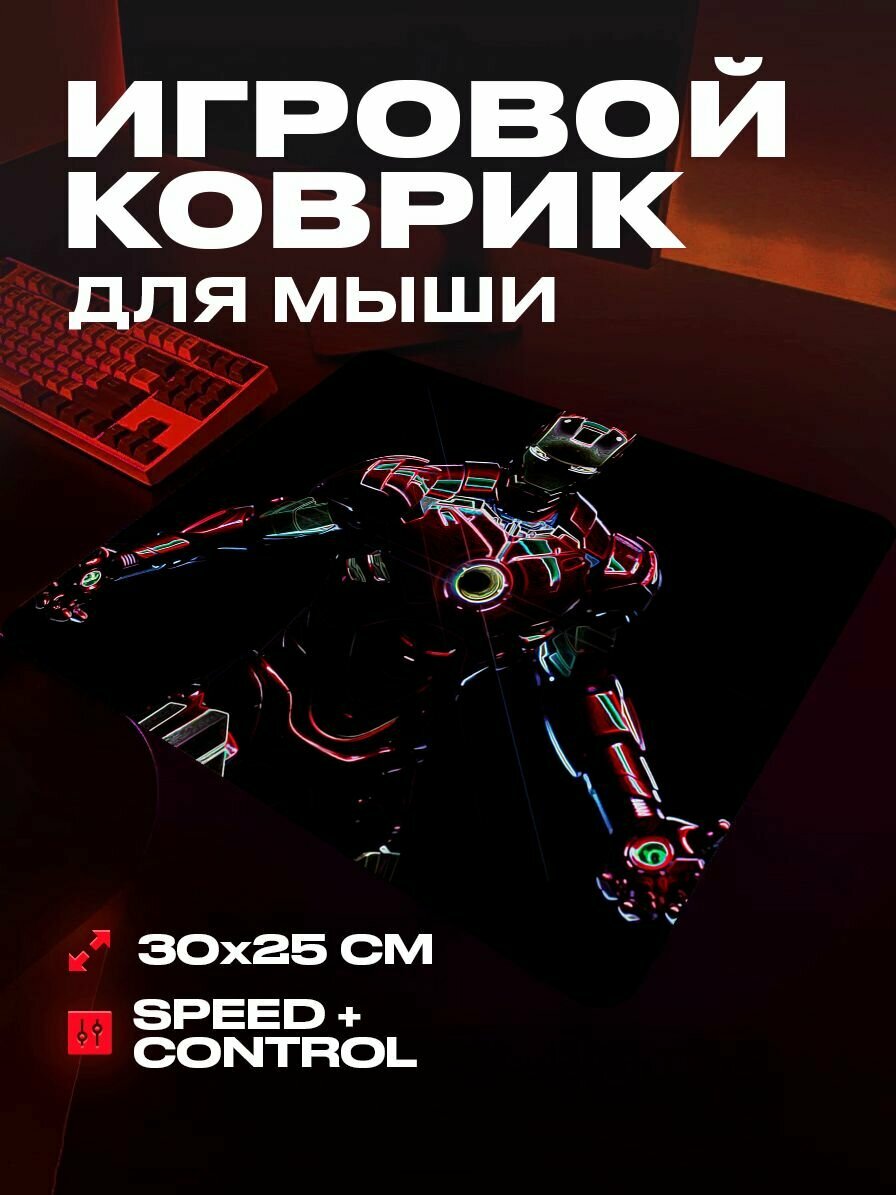 Коврик для мыши игровой Железный человек 30 на 25 аниме
