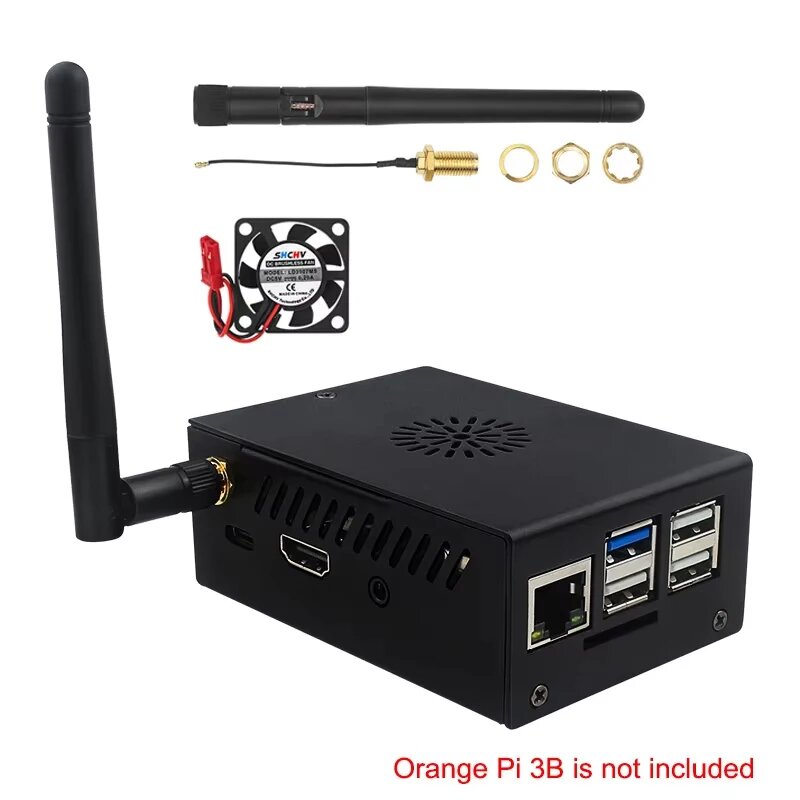 Корпус для Orange Pi 3B SHCHV черный с вентилятором