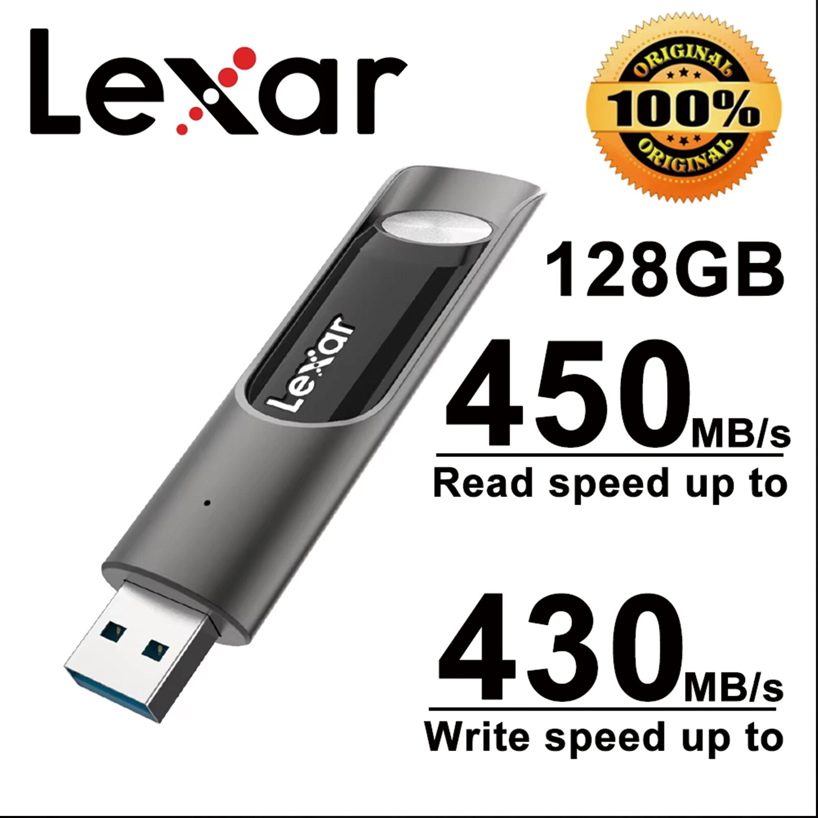 Флеш-накопитель Lexar JumpDrive P30 USB 3.2 Gen 1 с шифрованием 450 МБ/с 128GB
