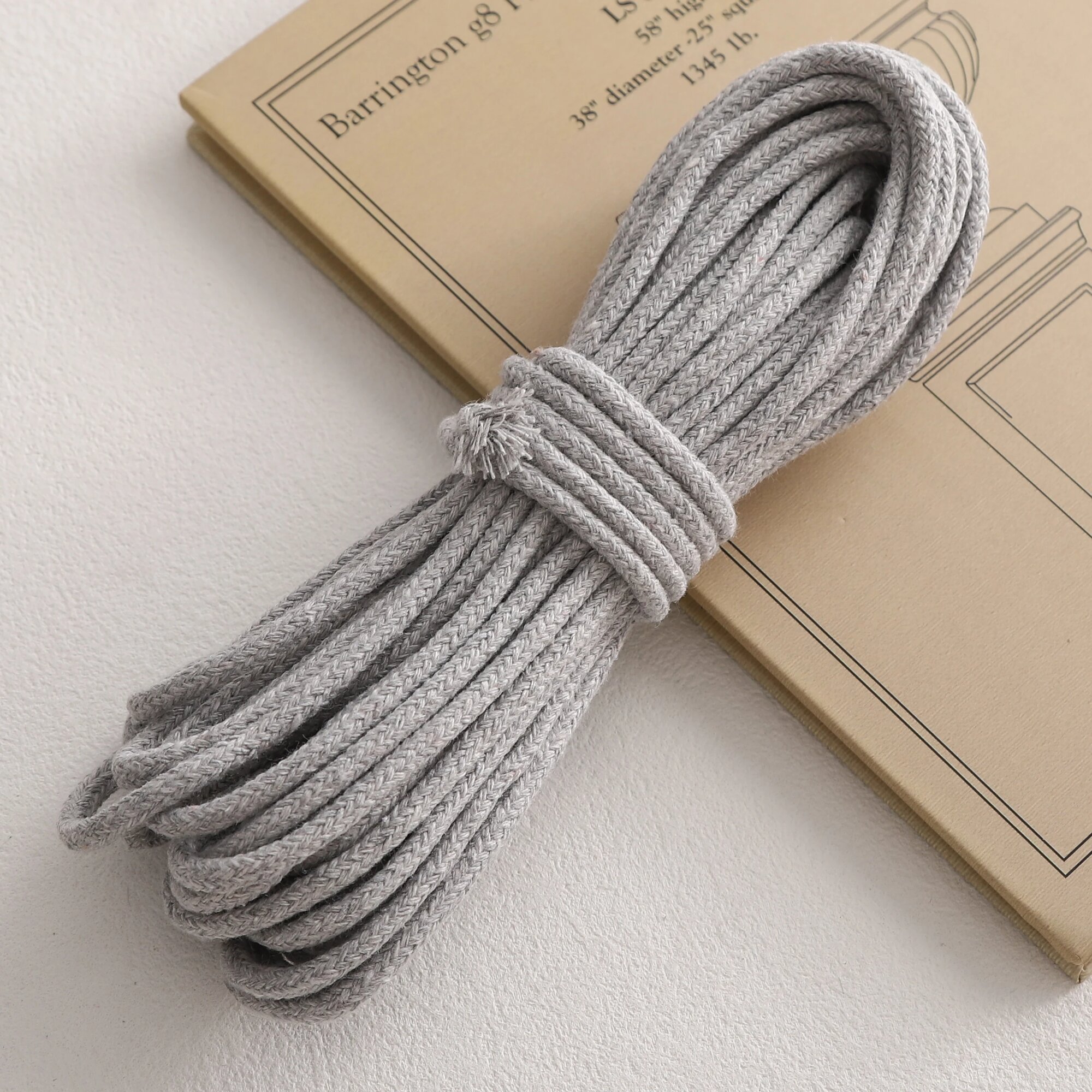 Хлопковый шнур Beadia 10 метров 3 мм Серый, Light Gray