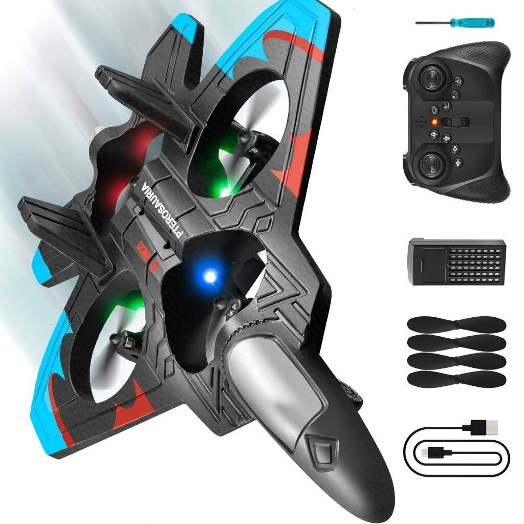 Фоам-самолёт-истребитель с LED-подсветкой, одна батарейка