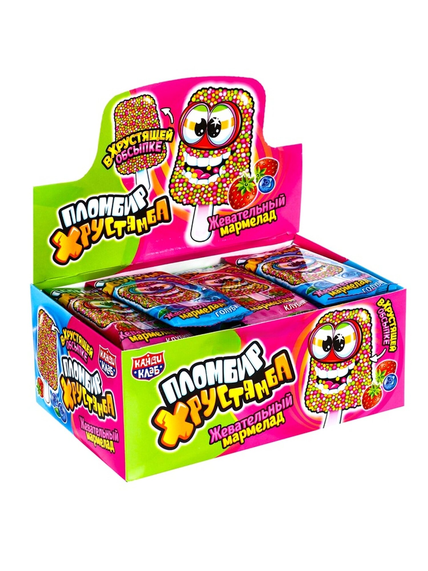 Жевательный мармелад в хрустящей обсыпке "Пломбир Хрустямба" ассорти 15г 10962937
