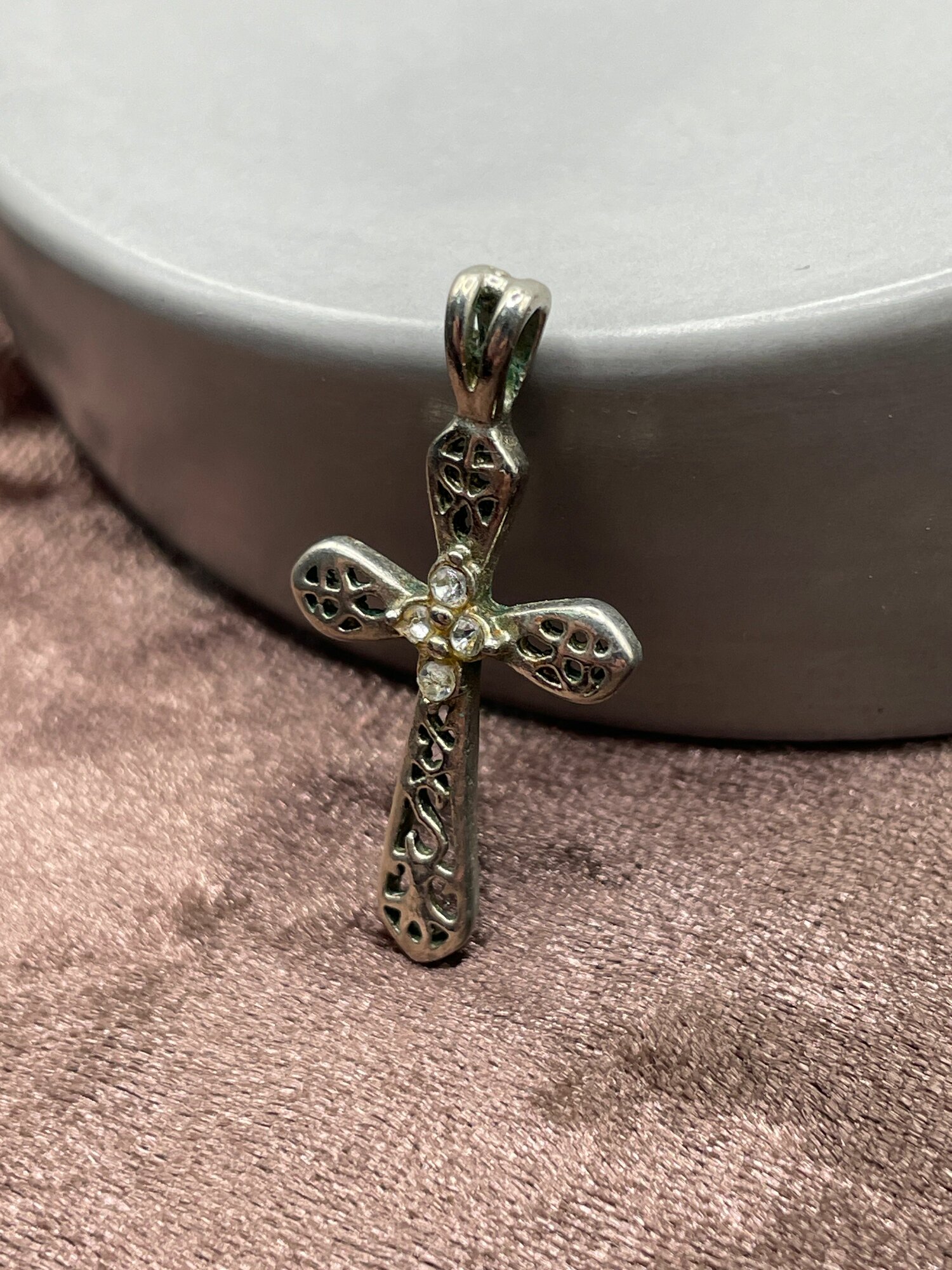 Винтажный нательный крест крестик, кулон, серебрение