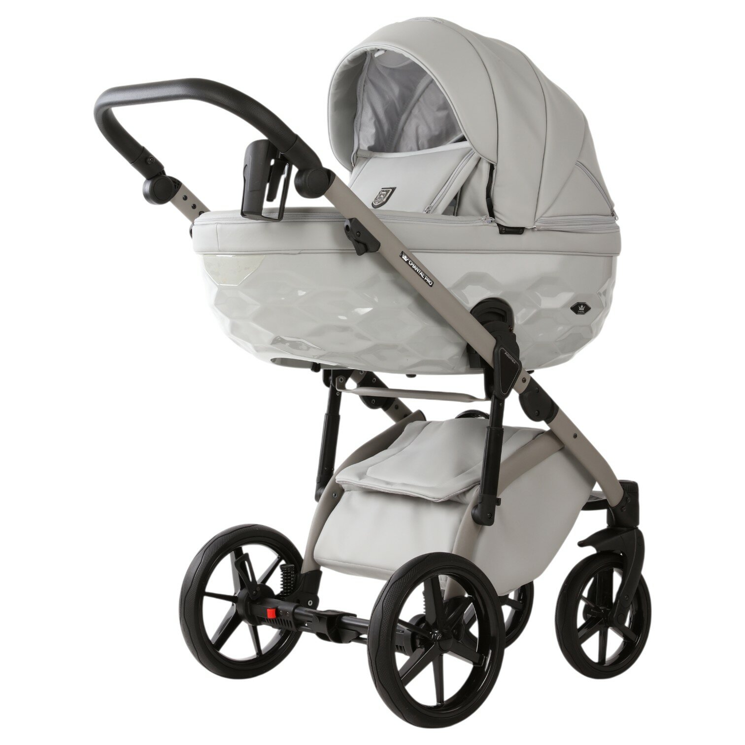 Детская универсальная коляска Adamex Chantal PRO Natura - CN-9-Moon (Светло-серая экокожа)