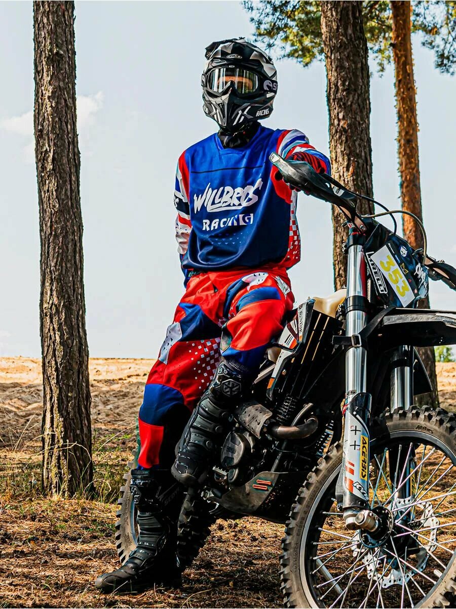 Джерси и штаны костюм для мотокросса и эндуро, мотокостюм WILLBROS RACE Blue/Red S
