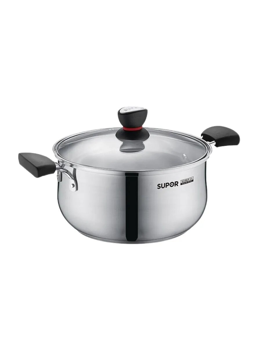 Кастрюля Supor 22см,304 сталь, толстое дно, крышка