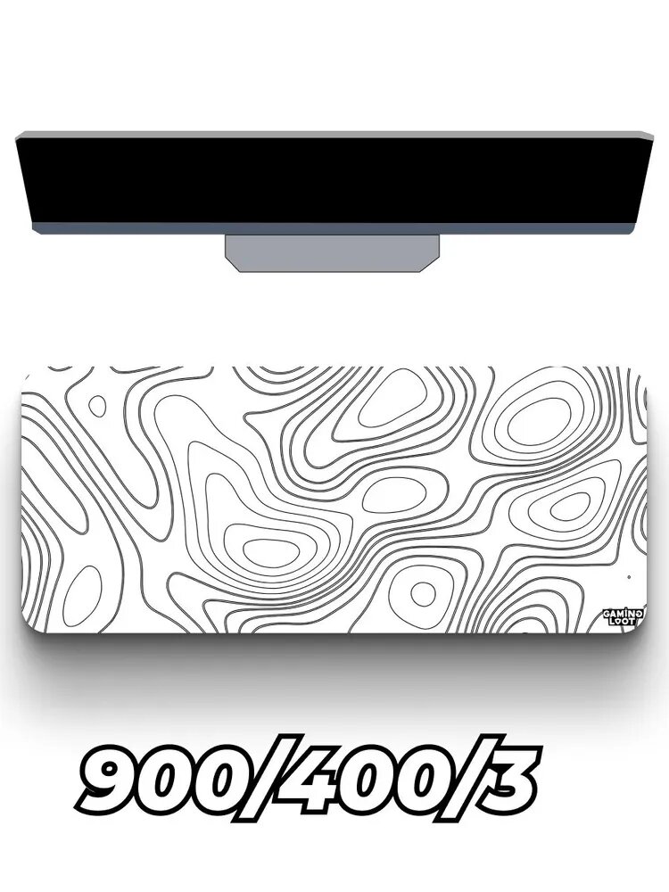 Коврик для мышки, белый，Коврик для мыши GAMING LOOT Top PC, XXL, нескользящий, водоотталкивающий