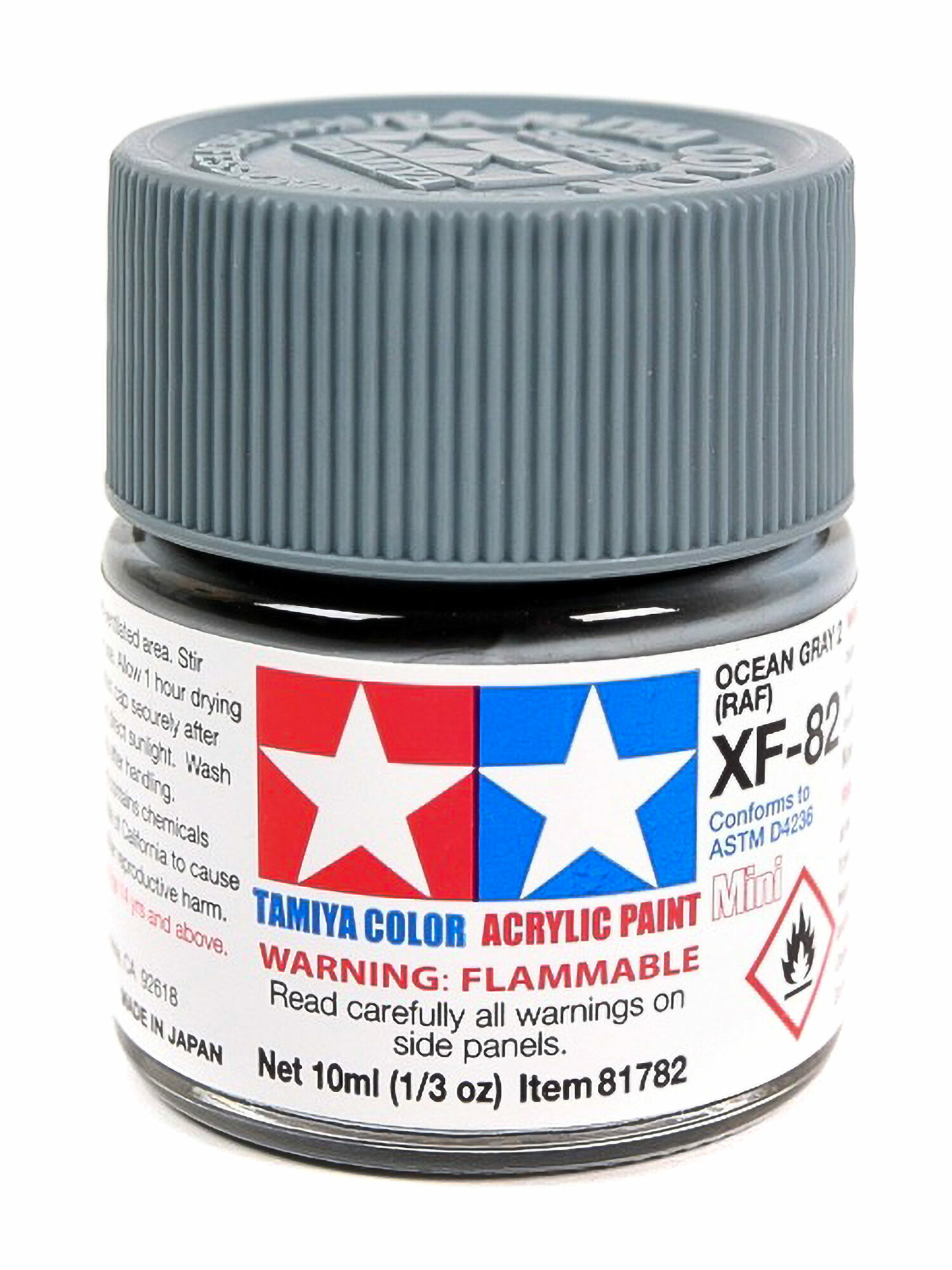 Краска акриловая Tamiya Color XF-82 Ocean Gray 2 RAF 81781 серая океаническая 2 Королевские ВВС матовая, 10 мл