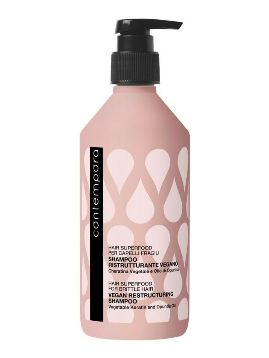 Восстанавливающий шампунь Barex Contempora Vegan Restructuring Shampoo, с кератином и маслом опунции, 1000 мл
