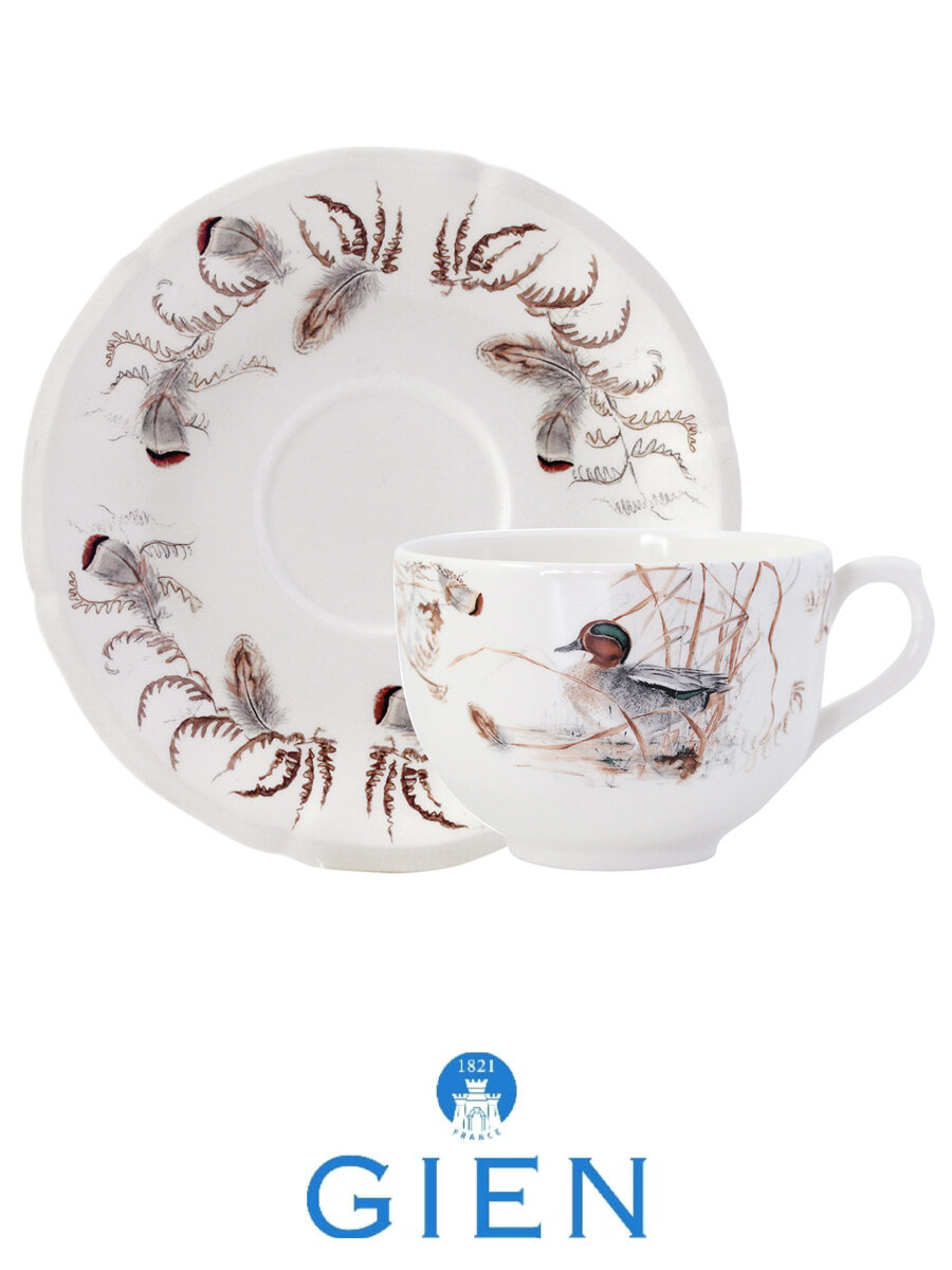 Пара чайная фаянсовая Gien Sologne, 500 мл, глазурь, Франция, коллекция Sologne