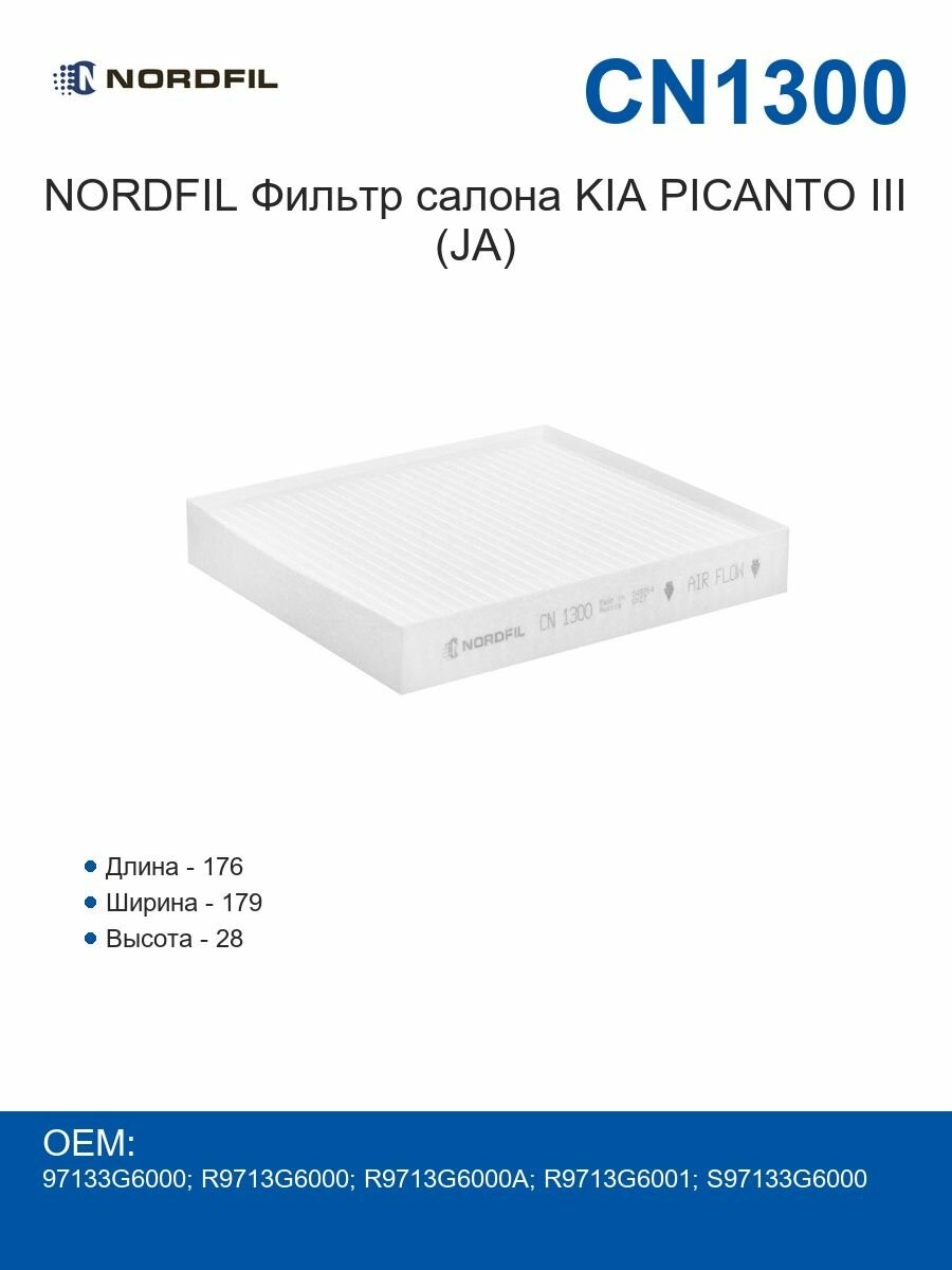 NORDFIL Фильтр салона KIA PICANTO III (JA)