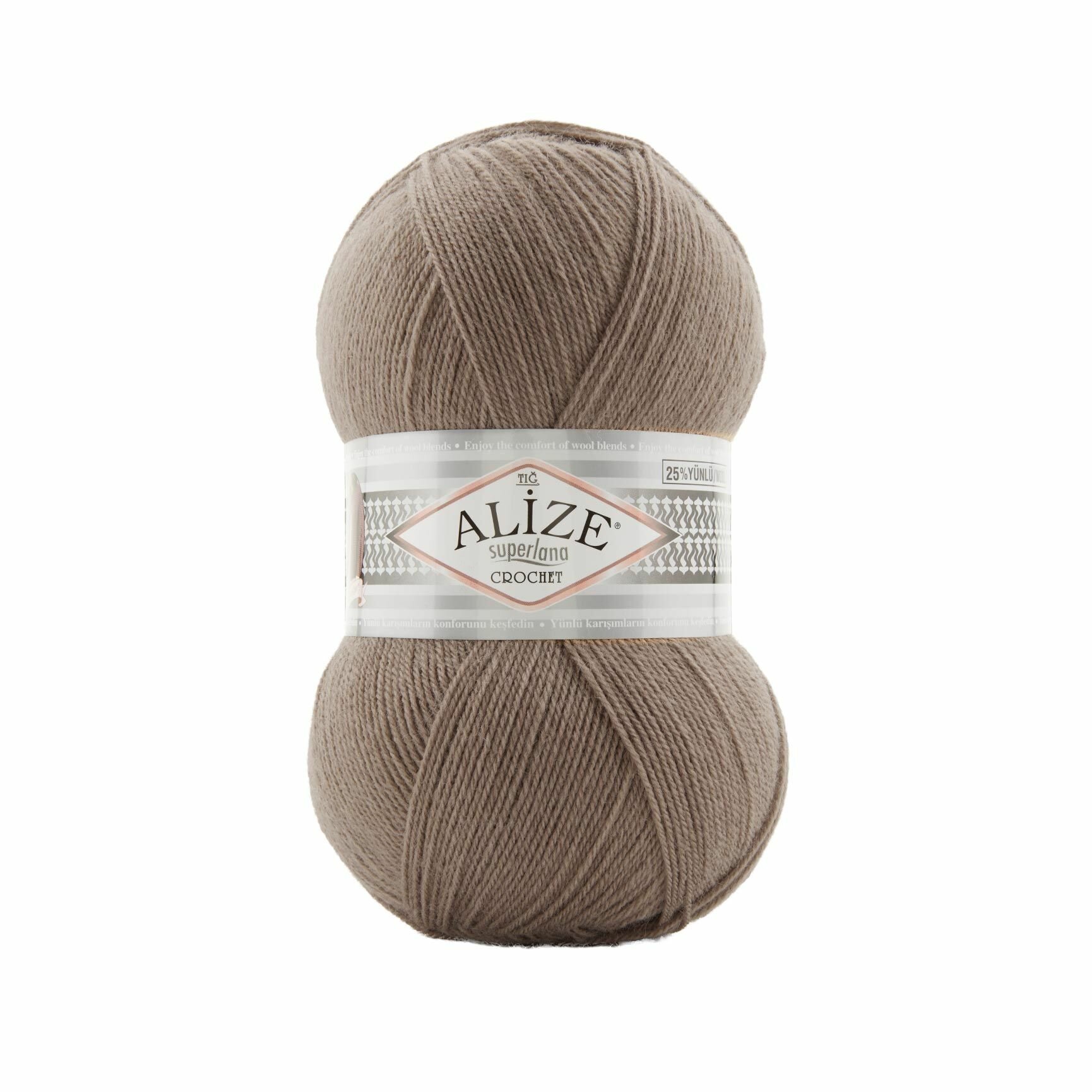 Пряжа Суперлана ТИГ Alize (Superlana Tig) упаковка 5 мотков 100 гр. 570 м. 25% шерсть 75% акрил цвет 991 норка