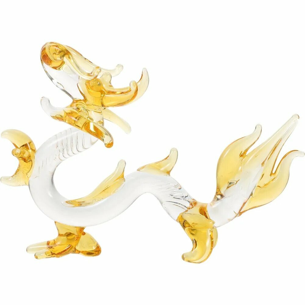 Хрустальная статуэтка дракона золотого цвета для украшения интерьера дома