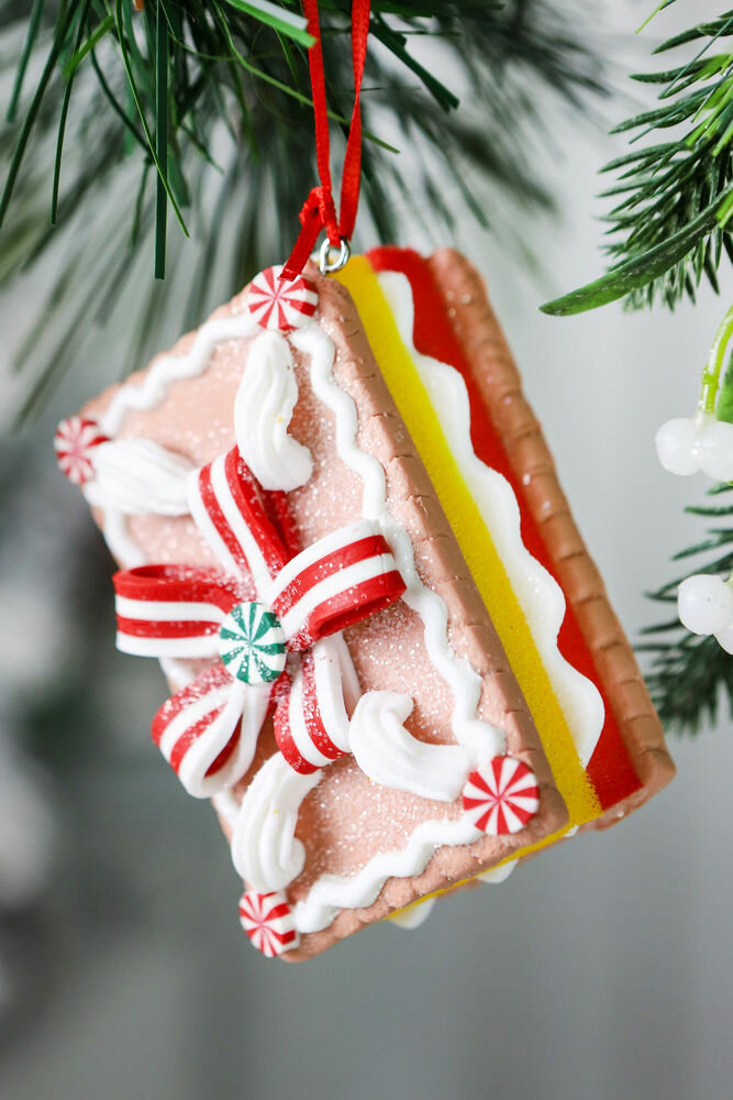 Ёлочная игрушка печенье александровское С бантиком, полимерная глина, 8 см, Kurts Adler ZCI24213-2