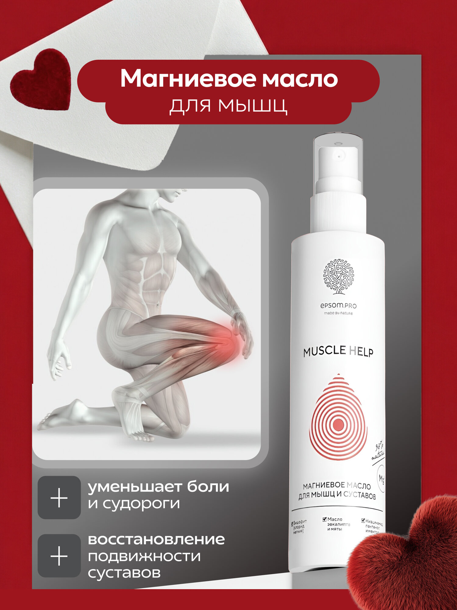 Магниевое масло Epsom, для тела, мышц и суставов “Muscle Help magnesium oil”, 200 мл