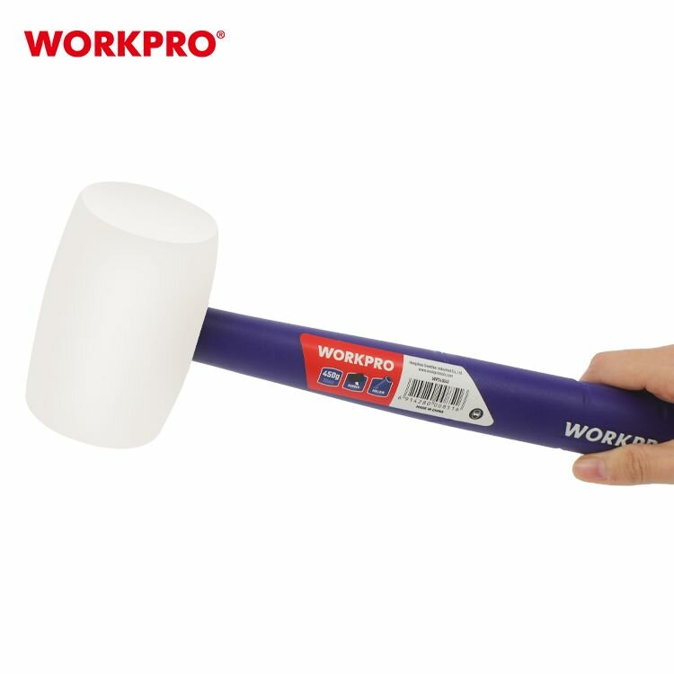 Киянка с пластиковой рукояткой 450г резиновая белая WORKPRO
