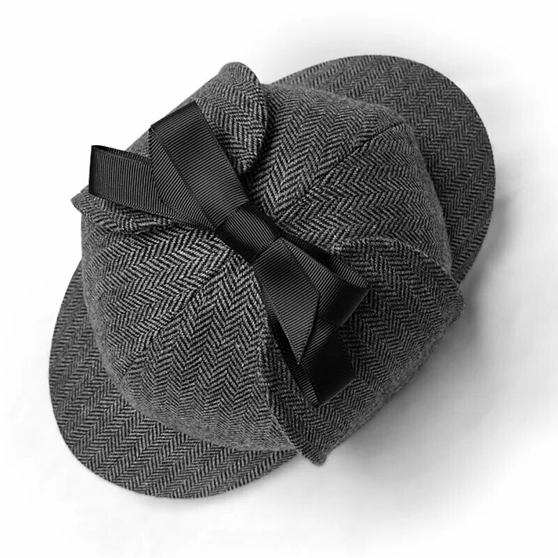 Кепка Шерлока Холмса из шерсти 58-60cm, Серый, Gray