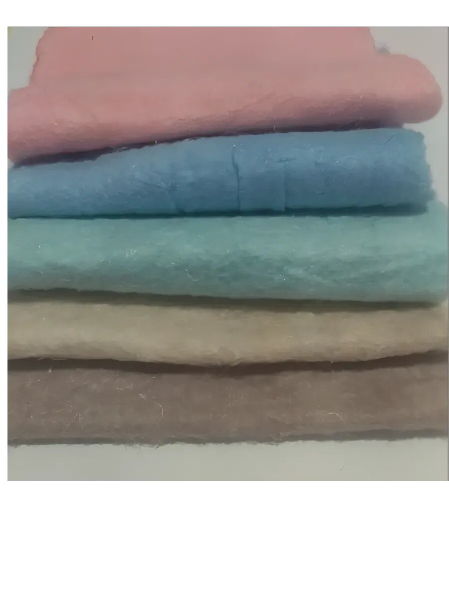 Вата льняная цветная - 5 шт, 20см*12см, для ватных игрушек