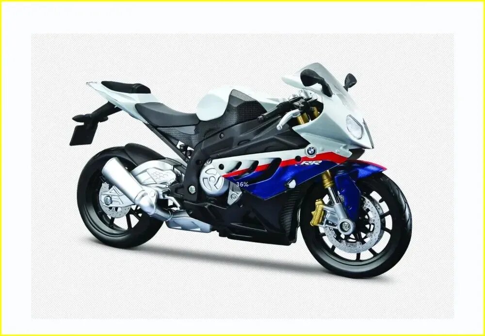 Игрушечный мотоцикл BMW S1000RR 1:12 Белый/Синий Детский коллекционный подарок