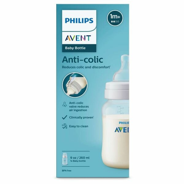 Бутылочка с силиконовой соской из полипропилена с 1 мес. Anti-colic Philips Avent 260мл (SCY103/01)
