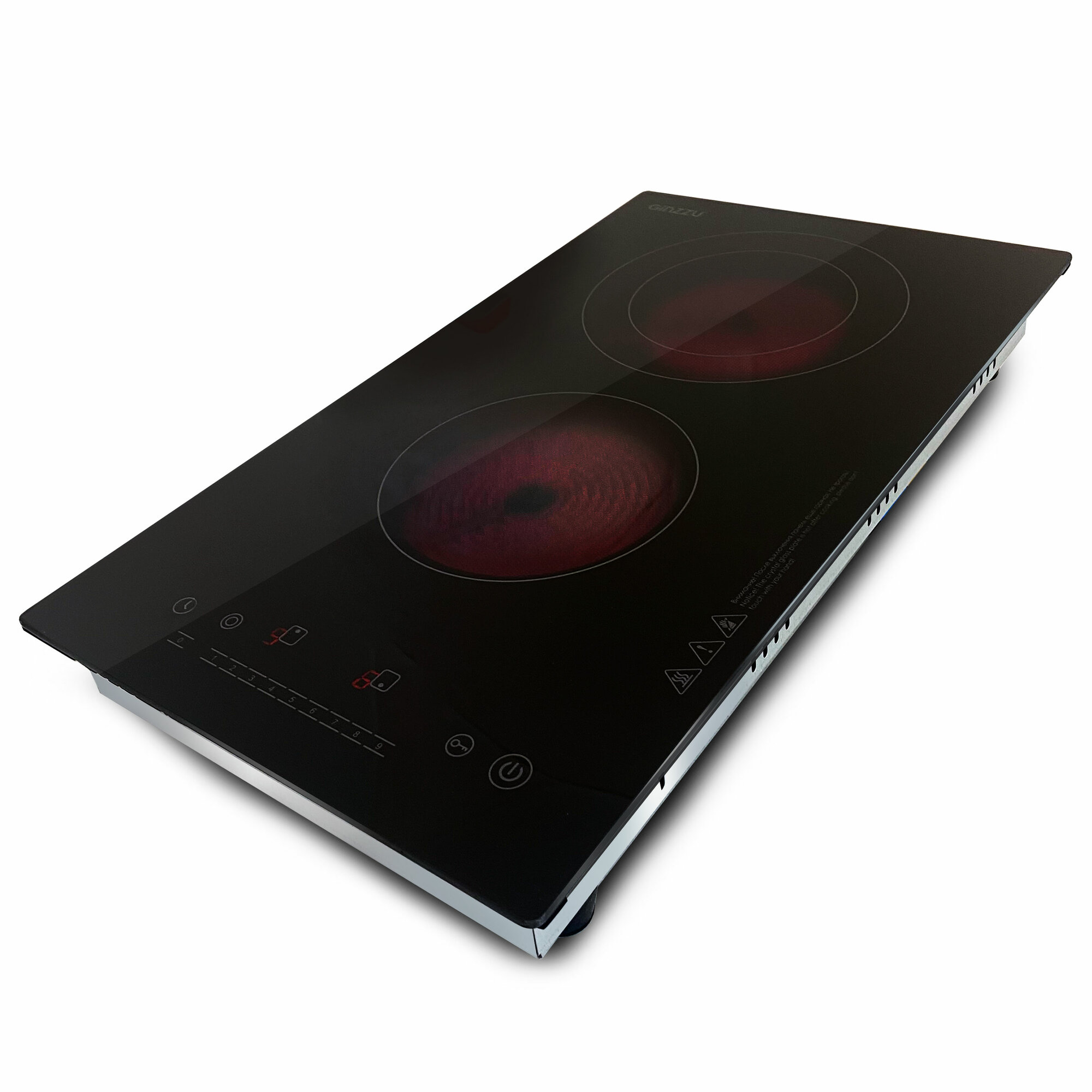 Варочная панель Ginzzu HCC-251, сенсорное управление, 2 конфорки, стеклокерамика, черная