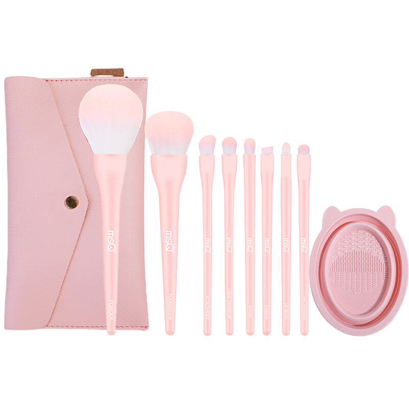 Набор кистей для макияжа унисекс MSQ 5700665, Small Joyful Makeup Brush (Pink)+Cleaning Case