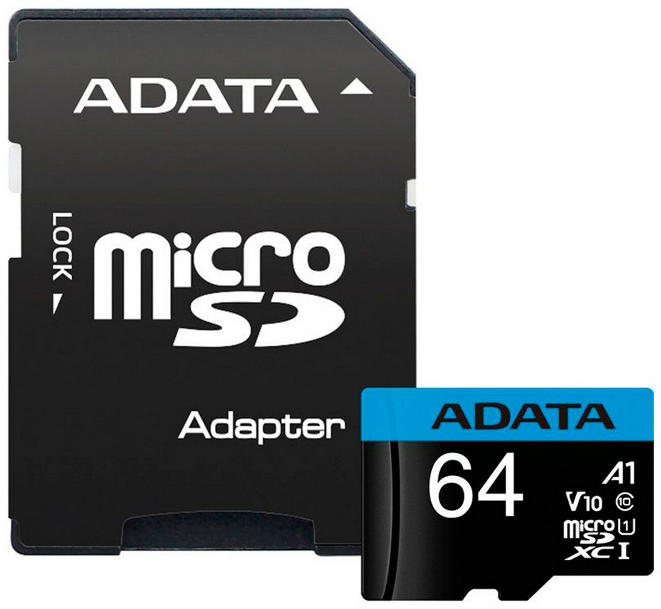 Карта памяти Adata MICRO, SDXC, 64 GB, CLASS 10, W/A (AUSDX64GUICL10A1-RA1)
