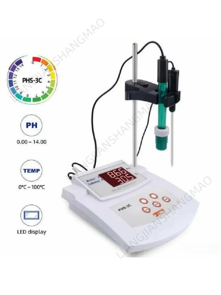 Ph-метр лабораторный с термометром и держателем электродов! FlyWord